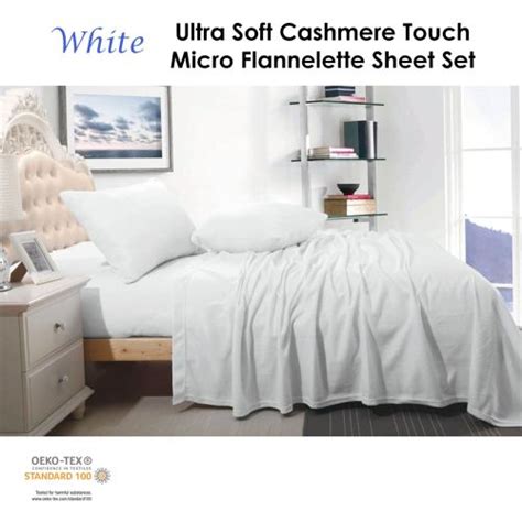 Ultra Soft Cashmere Touch Micro Flannelette Sheet Set White Queen By