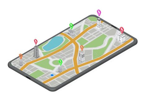 Isometric Gps Navigation Concept Gps Tracking Map Stock Vector
