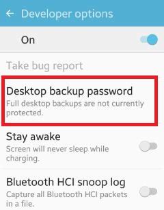 How to set desktop backup password android phone