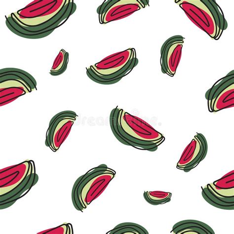 Seamless Watermelons Pattern Vector Background With Watercolor