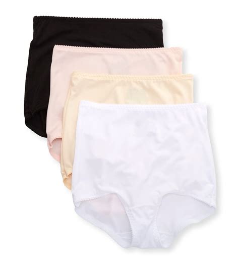 Womens Hanes Mhb051 Light Control Shaping Brief 4 Pack Black Beige