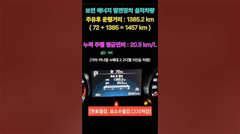 2877 연료절감 요소수절감 보연배터리 설치후 연비향상률 카니발4세대 22디젤 9인승차량 주유후 운행 총거리 탄소중립 탄소세절감 Youtube
