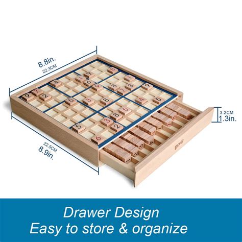 Jogo De Tabuleiro Sudoku De Madeira Bohs Com Gaveta Livro 100 Quebra