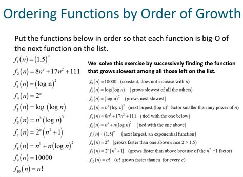 Solved Ordering Functions By Order Of Growth Use 10