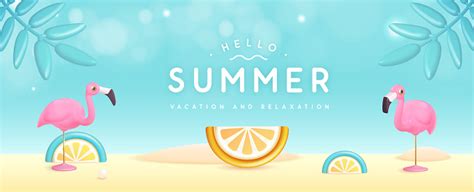 3d 플라스틱 열대 과일 나뭇잎 플라밍고가 있는 여름 포스터 여름 배경입니다 벡터 그림 0명에 대한 스톡 벡터 아트 및 기타 이미지 Istock