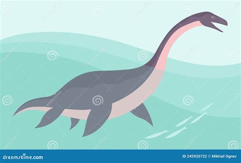 Dinosaur Plesiosaurus Small Animal Coloring Page Cartoon Illustration