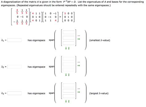 Solved A Diagonalization Of The Matrix A Is Given In The
