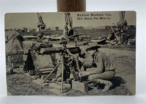 Ww1 Us Soldiers With A ‘maxium Maxim Machine Gun Photograph Postcard