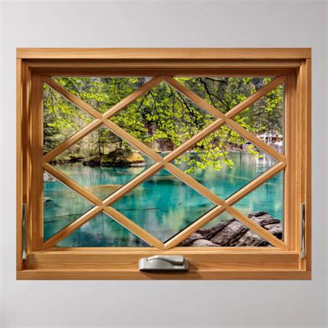 Lagoon Lake Calming Faux Fake Window Poster Zazzle