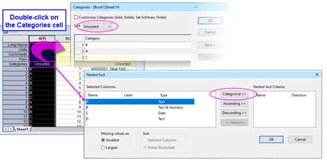 help online origin help sorting worksheet data