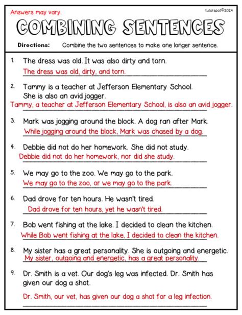 Combining Sentences Worksheets By The Tutor Spot Tpt