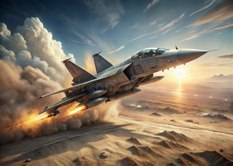 Advanced Stealth Fighter Executes Aerial Maneuver Over Military Combat Zone Highspeed Aerial