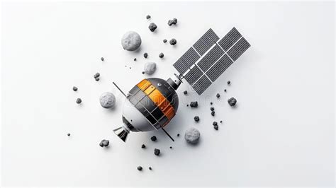 A Detailed Model Of A Spacecraft Surrounded By Asteroids Perfect For Space Exploration Themes
