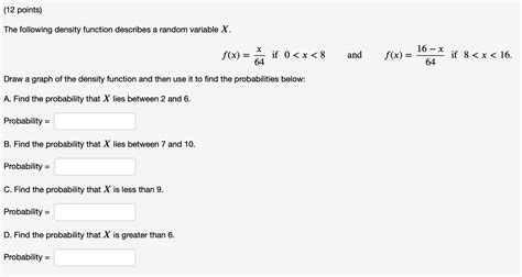 solved the following density function describes a random