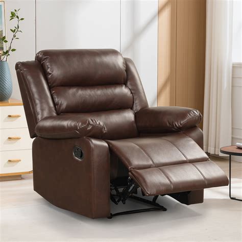 Bonzy Home Recliner Comfortable Arms And Back Faux Leather Single
