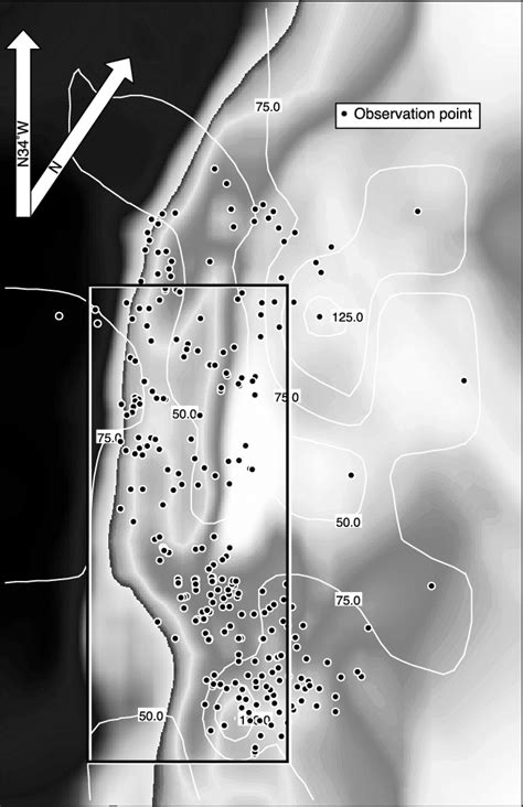 Contours Of Surface Heat Flow In Mw M À2 The Black Dots Show