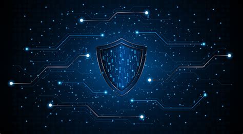 추상적인 기술 회로 기판 배경에는 방패 기호 개념이 있다 3차원 형태에 대한 스톡 벡터 아트 및 기타 이미지 3차원 형태 방패 0명 Istock