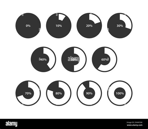 Set Pie Chart Icons Circle Diagram Vector Collection Charts Graphs Logo Template Flat Design
