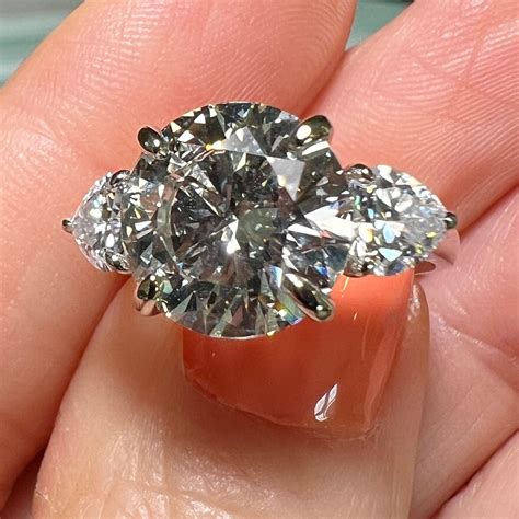 14k White Gold 5ct Lab Grown Diamond Three Stone Engagement Ring Etsy
