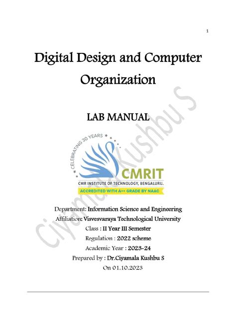 Bcs302 Digital Design And Computer Organization Lab Manual Vtu 2022 Schemepdf Undergraduate