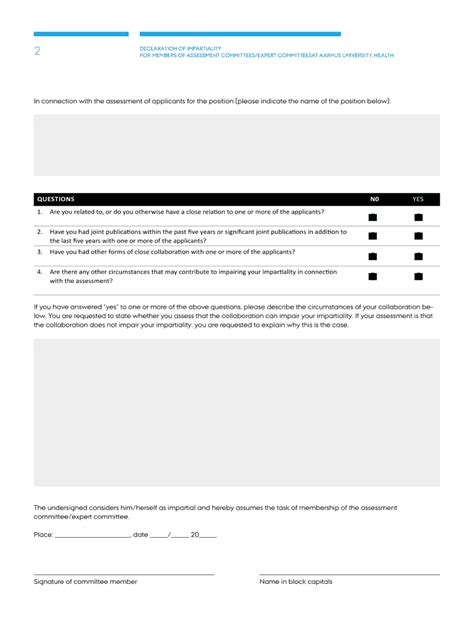 Fillable Online Health Au Declaration Of Impartiality For Members Of Health Fax Email