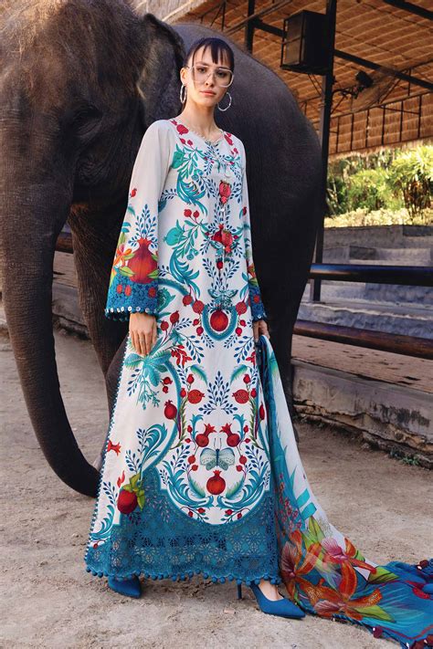 3 Piece Unstitched Embroidered Lawn Suit Mariab Designs Ae