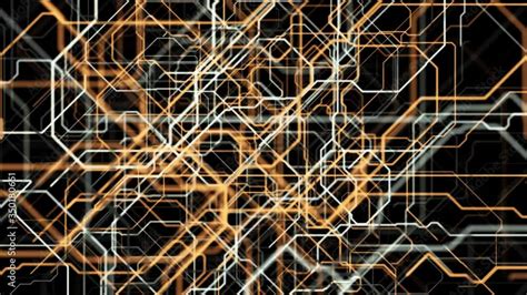 Neon Lines Of Computer Matrix Animation Curved Neon Lines Create Patterns Of Computer Matrix