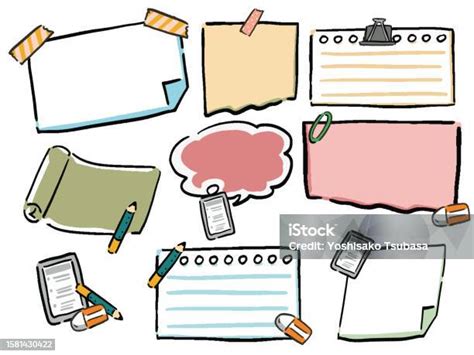 Notes And Notes Sticky Notes Frame Illustration Set Stock Illustration Download Image Now Istock