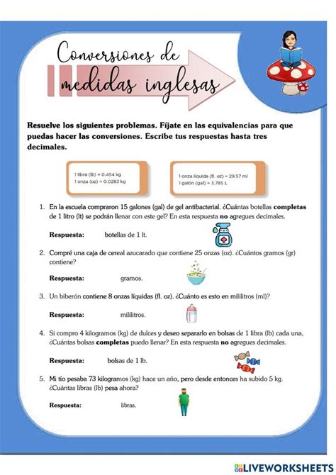 Conversiones De Medidas Inglesas Worksheet