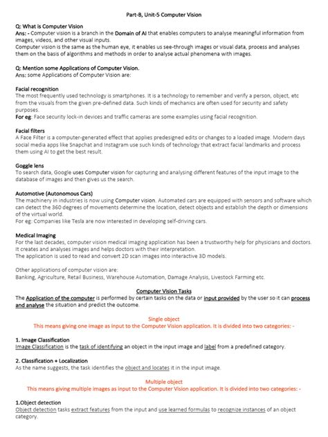 Unit 5 Computer Vision Pdf Computer Vision Matrix Mathematics