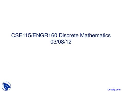 Number Theory Discrete Mathematics Lecture Slides Docsity
