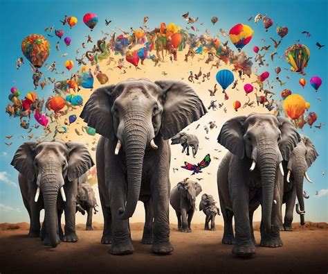 Premium Ai Image Elephant Extravaganza Celebrating World Wild Day