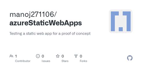 GitHub Manoj AzureStaticWebApps Testing A Static Web App For A Proof Of Concept