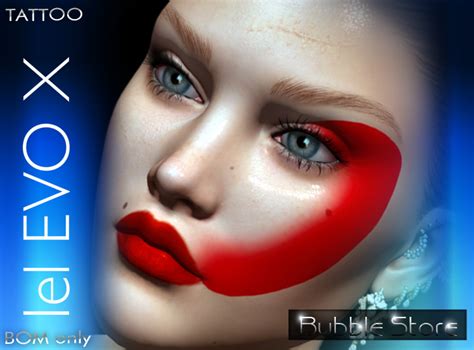 Second Life Marketplace Bubble Face Red Tattoo 002 Bom