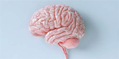 혈관 구조와 해부학적 복잡성을 강조하는 상세한 인간 뇌 일러스트레이션 개념 해부학 뇌 일러스터레이션 혈관 구조 상세한 해부학