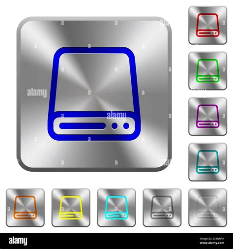 Engraved Hard Disk Drive Icons On Rounded Square Steel Buttons Stock Vector Image And Art Alamy