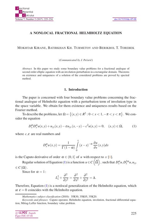 Pdf A Nonlocal Fractional Helmholtz Equation