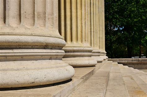 Column Base Closeup In Ionic Order Diminishing Perspective View