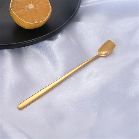 Wholesale Luxury Custom Long Tiny Tea Spoons Dessert Coffee Scoops Gold