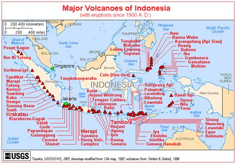 Map Indonesia Volcanoes •