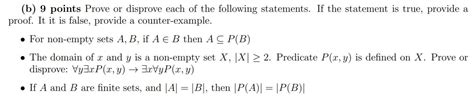 Solved B Points Prove Or Disprove Each Of The Following Chegg