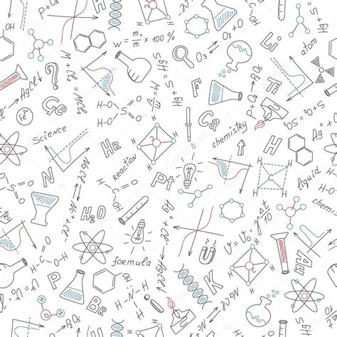 Seamless Pattern With Formulas Graphs And Equipment As The Subject Of