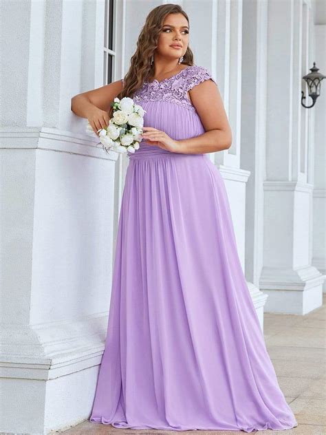 Custom Size Elegant Plus Size Cap Sleeve Long Evening Maxi Dress Ever