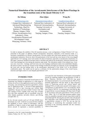 Numerical Simulation Of The Aerodynamic Interference Of The Rotor Fuselage In The Transition