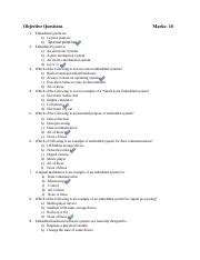 Assignment Embedded System Docx Objective Questions Marks Embedded System Are A