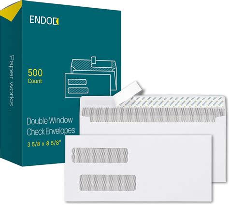 Endoc 5008 Double Window Check Envelopes Self Seal 3 58