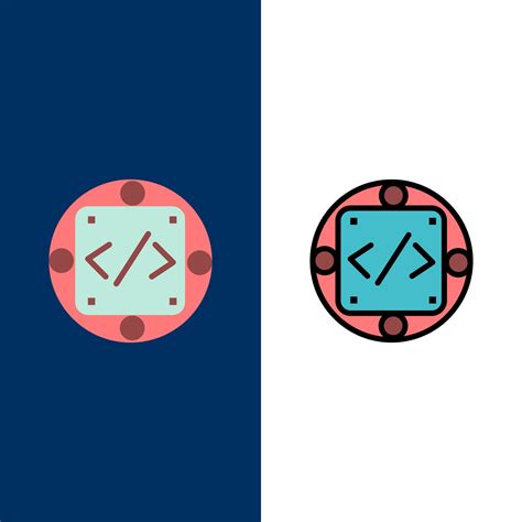 Code Custom Implementation Management Product Icons Flat And Line Filled Icon Set Vector Blue