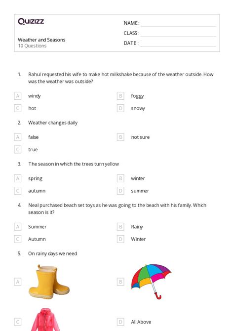 50 Weather And Seasons Worksheets For 3rd Class On Quizizz Free