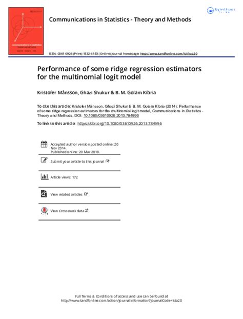 Pdf Performance Of Some Ridge Regression Estimators For The