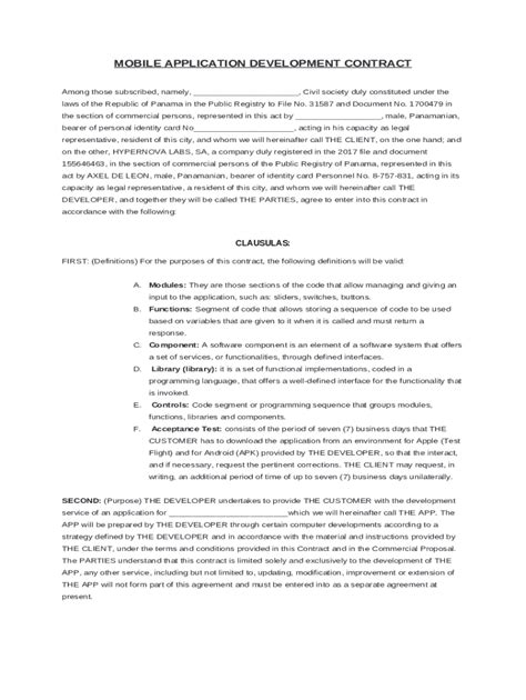 Mobile Application Development Contract Doc Template Pdffiller